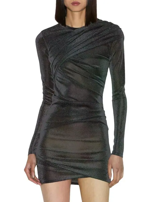 MARANT ETOILE Denise Draped Long-sleeve Mini Dress - Grey