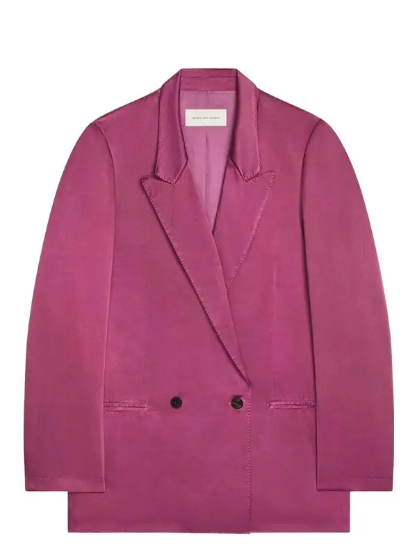 Dries Van Noten Double-breasted Satin Blazer - Purple