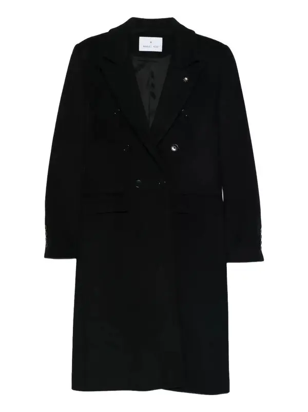 MANUEL RITZ Double-breasted Wool-blend Coat - Black