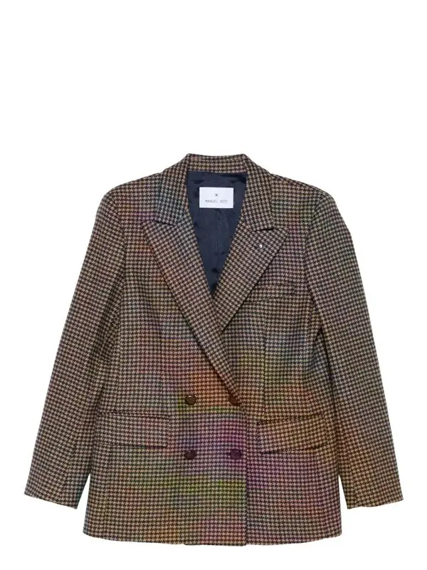 MANUEL RITZ Houndstooth Double-breasted Blazer - Brown