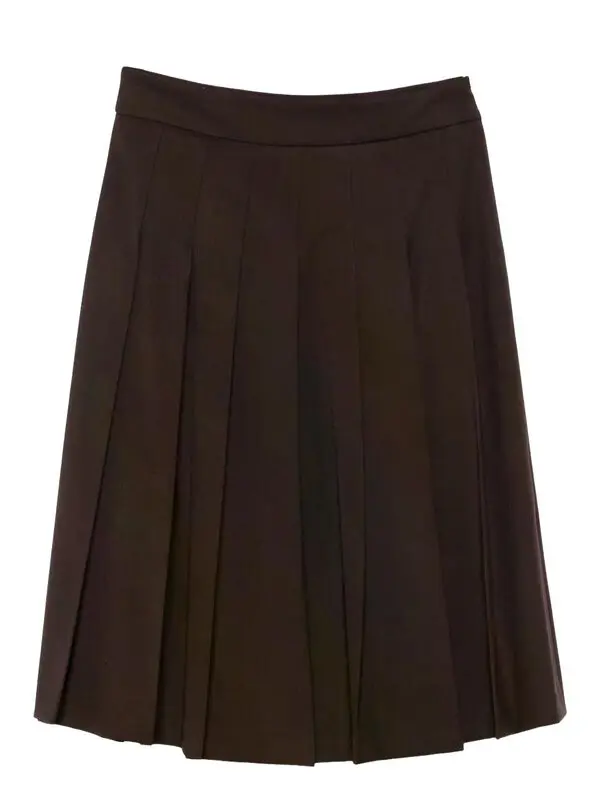 DRHOPE Pleated Skirt - Brown