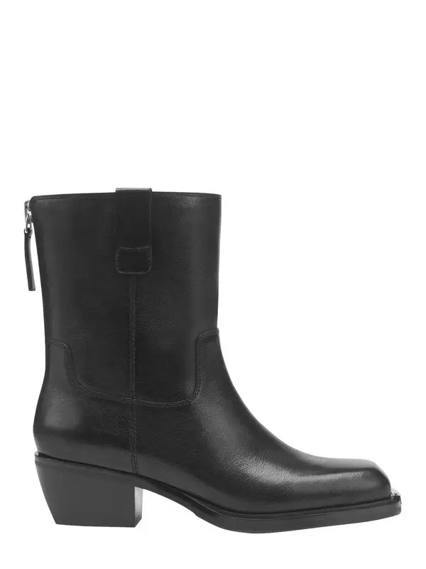 POTAMY Leather Ankle Boots - Black