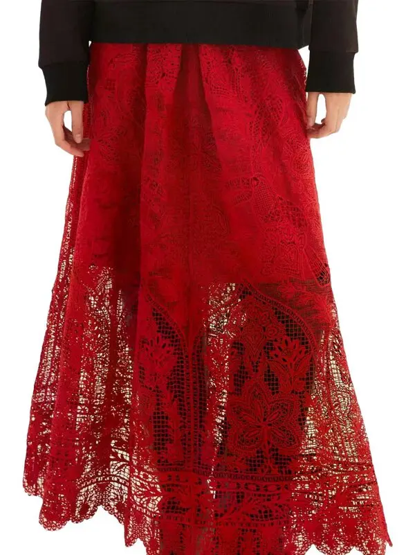 Farm Rio Lace Maxi Skirt - Red