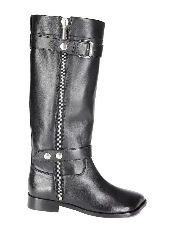 NICCOLO PASQUALETTI Obliqua Zip Buckle Boots - Black