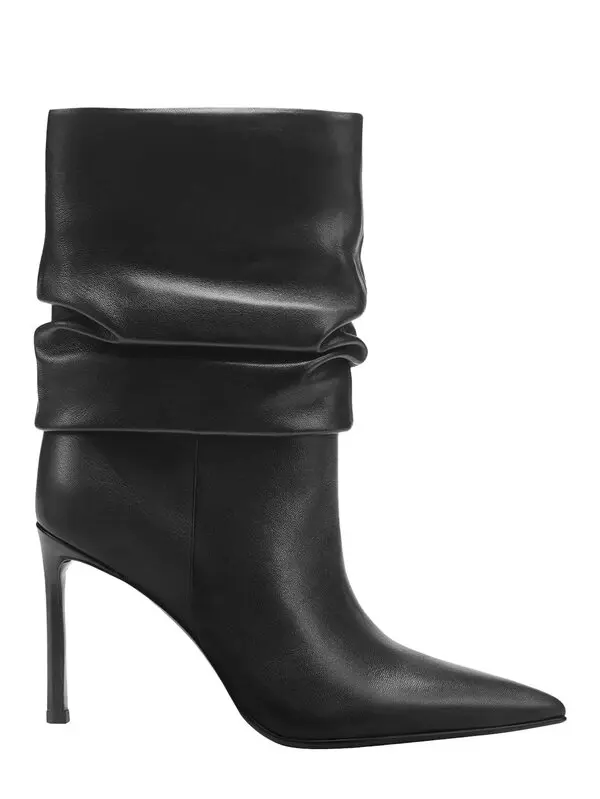 POTAMY 70mm Ruched Leather Ankle Boots - Black