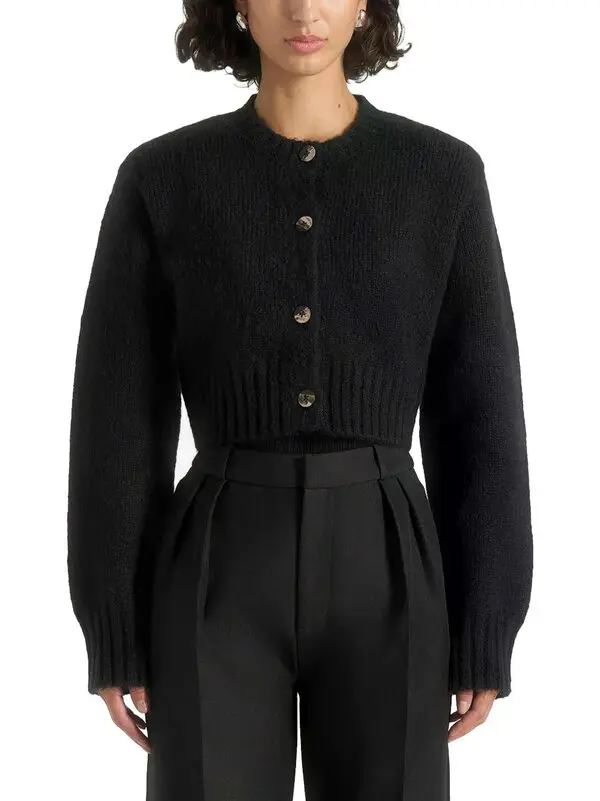 Manière De Voir Caren Brushed Button Cardigan - Black
