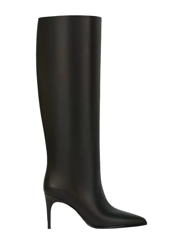 POTAMY 80mm Leather Knee-high Boots - Brown