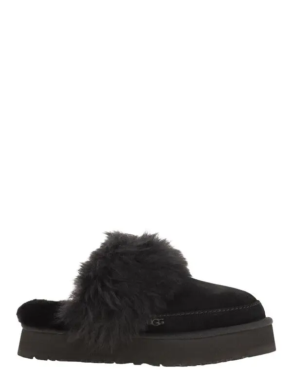 UGG Disquette Chalet Slippers With Fur And Platform - Black