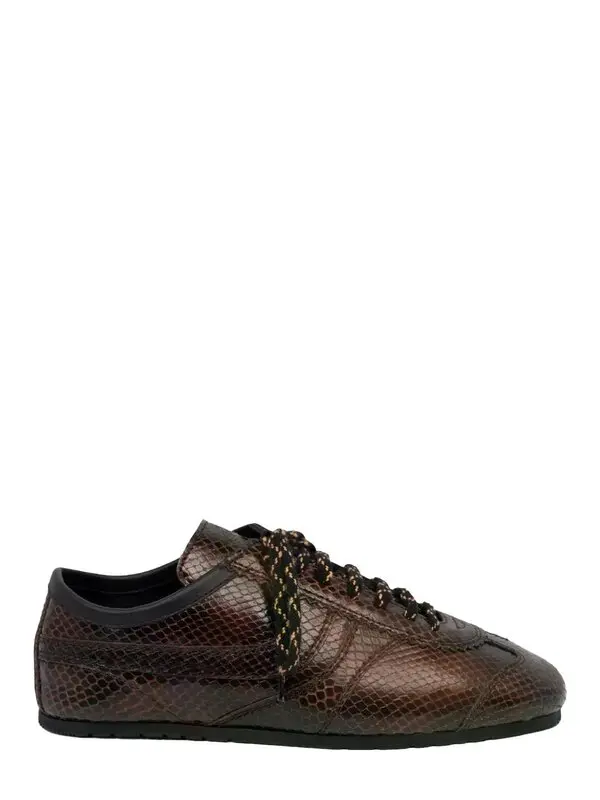 Dries Van Noten Snakeskin Leather Sneakers - Brown
