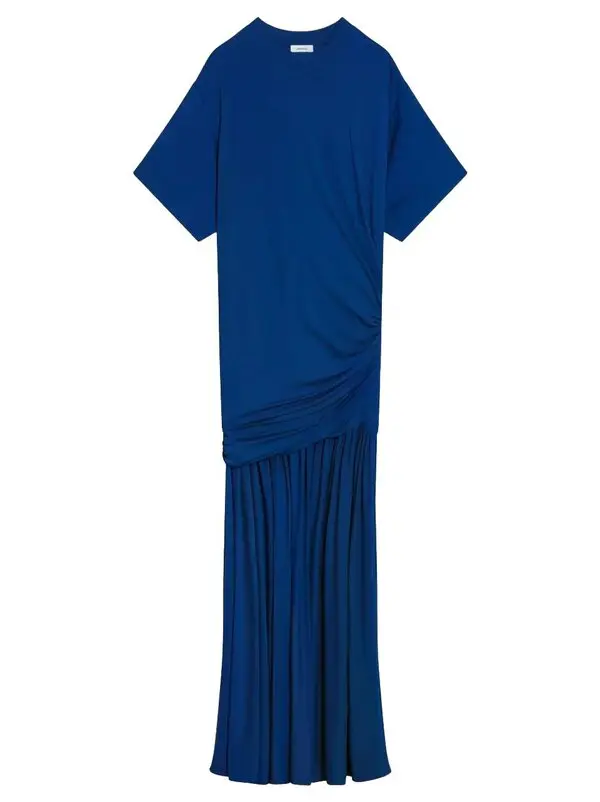 FERRAGAMO Gathered-waist Asymmetric Day Dress - Blue