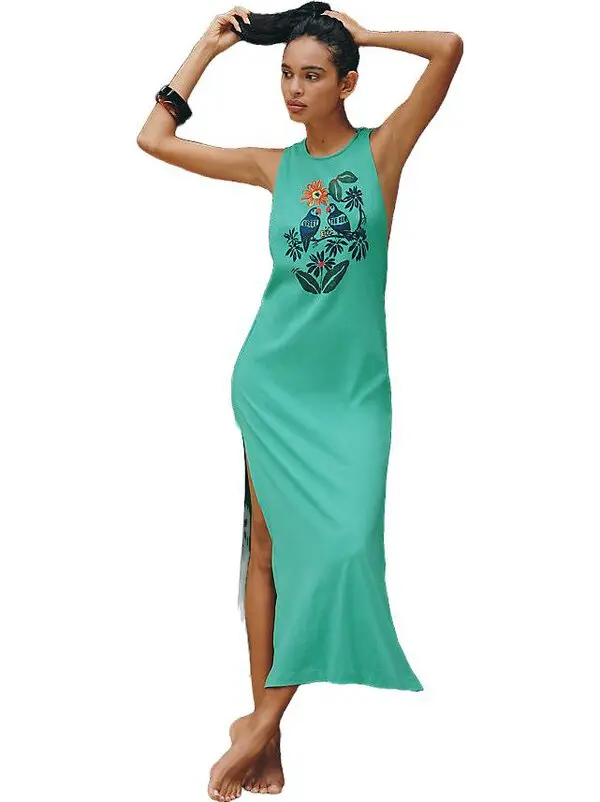 CELANDINE Muscle T-shirt Maxi Dress - Green