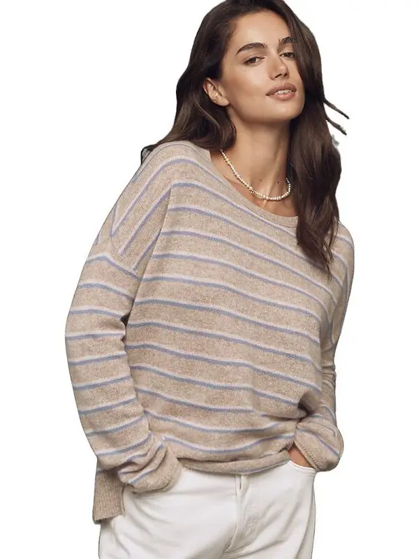 Maeve Relaxed Fit Cashmere Sweater - Neutral Pattern