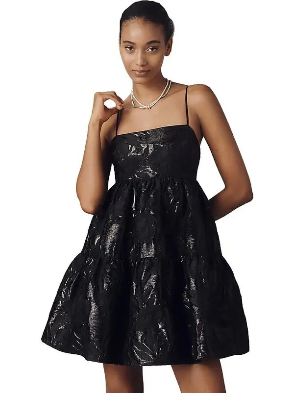 Endless Rose Square-neck Babydoll Mini Dress - Black