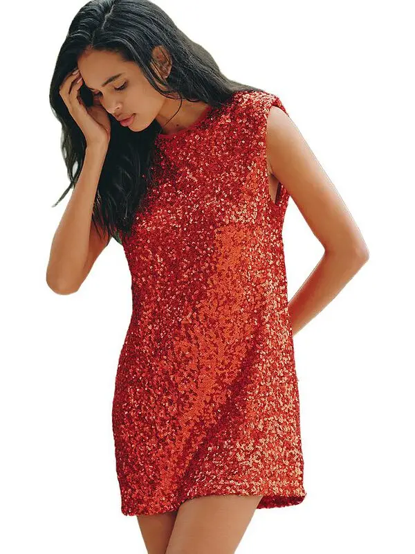 Beach Riot Mirabel Sequin Mini Dress - Hot Red Sequin