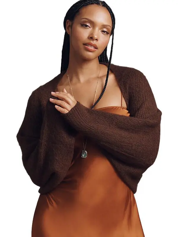 ELOQUII Shrug Sweater - Brown