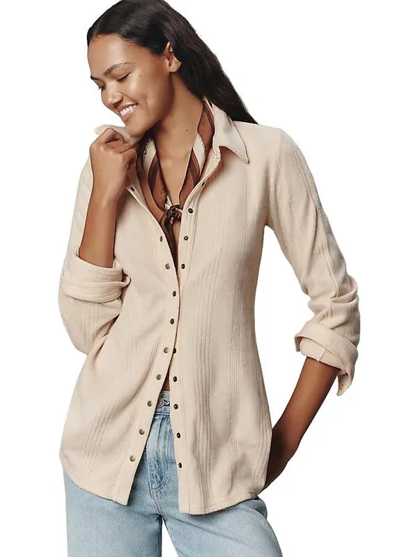 PILCRO Brushed Buttondown Cardigan Sweater - Cream