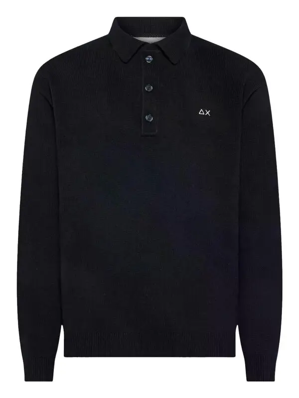 SUN 68 Button Long-sleeve Polo Shirt - Blue