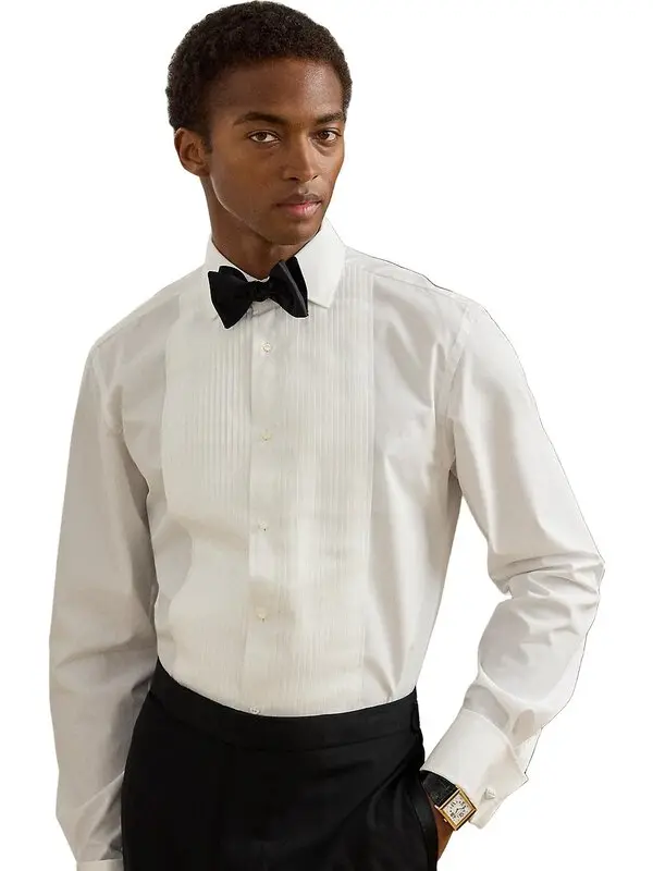 Ralph Lauren Pleated-bib French Cuff Tuxedo Shirt - White