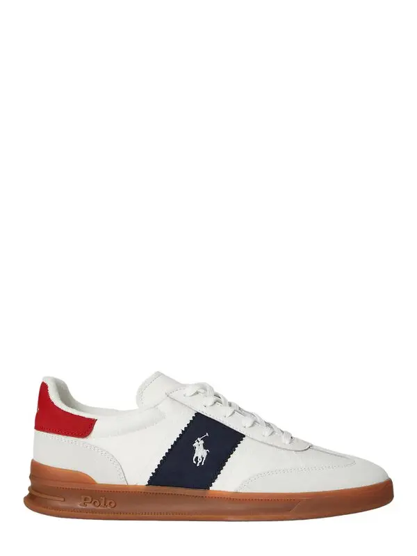 Ralph Lauren Heritage Aera Suede-paneled Sneakers - Off White/navy/white