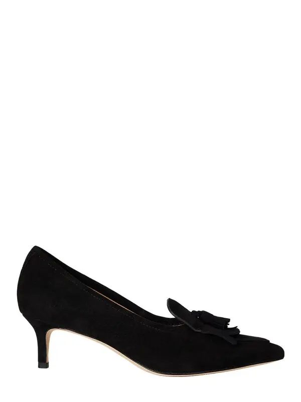 Ralph Lauren Adrienne Suede Kiltie Pumps - Black