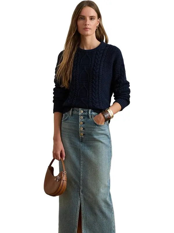 Ralph Lauren Denim Pencil Midi Skirt - Odwin Wash