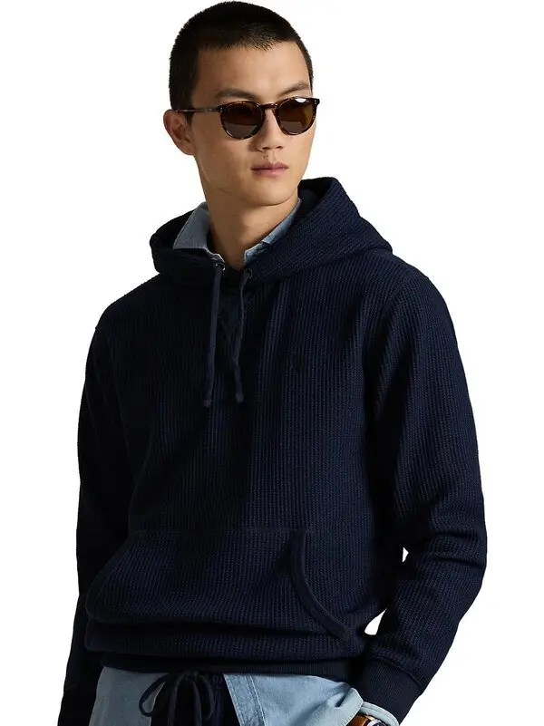 Ralph Lauren Waffle-knit Fleece Hoodie - Aviator Navy