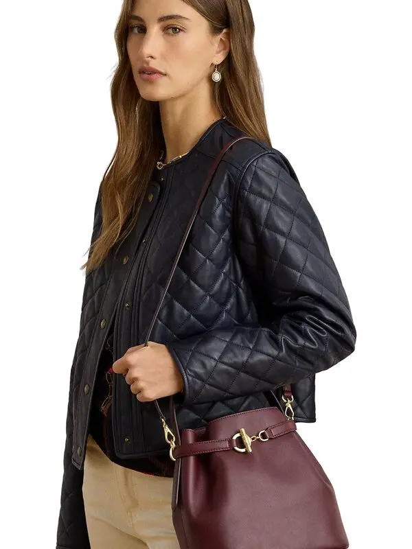 Ralph Lauren Leather Medium Blaike Bucket Bag - Dark Garnet