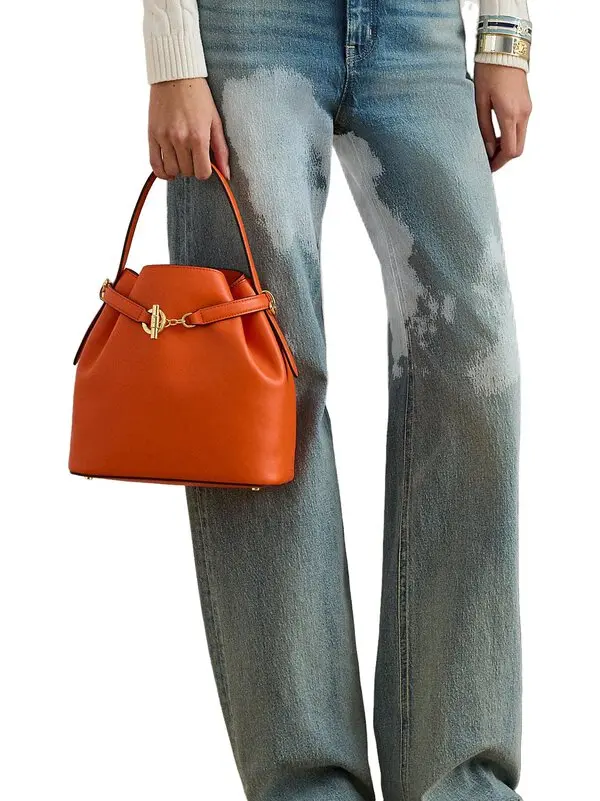 Ralph Lauren Leather Medium Blaike Bucket Bag - Dusk Orange