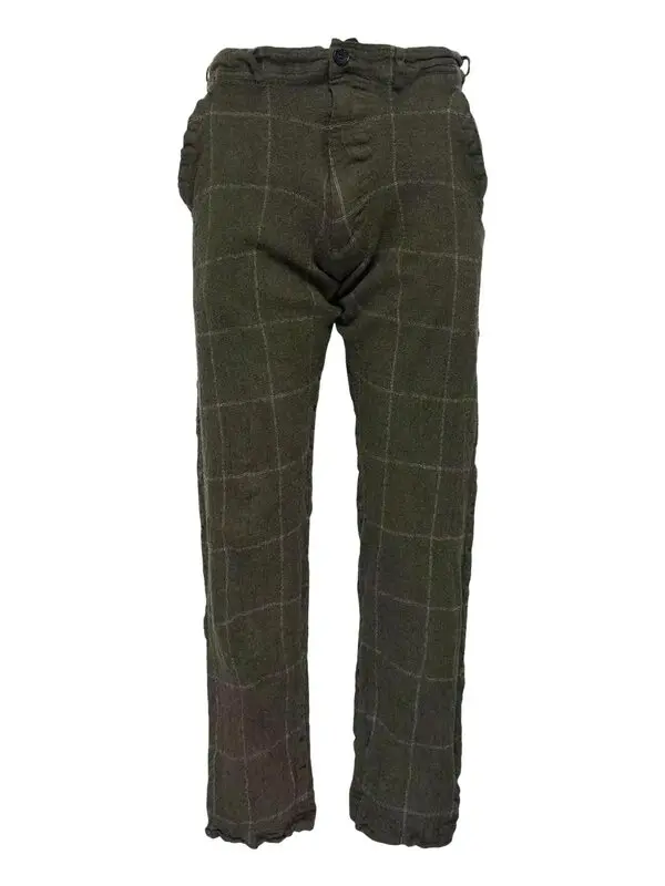 Comme Des Garçons Checked Trousers - Green