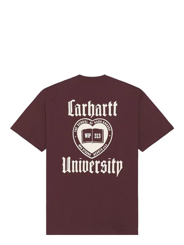 Carhartt Work In Progress Short Sleeve Schooling T-shirt In Burgundy - Rondo