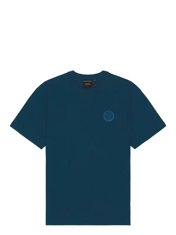 Canada Goose Gladstone Embroidered T-shirt In Blue - Guard Blue