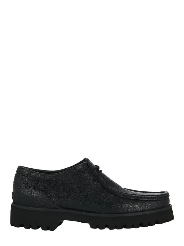 Clarks Wallabee Moccasin Shoe - Black Scotch Grain