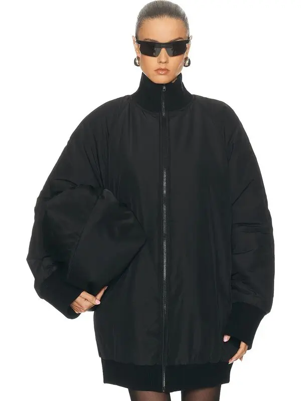 Norma Kamali Oversized Turtleneck Bomber Jacket - Black