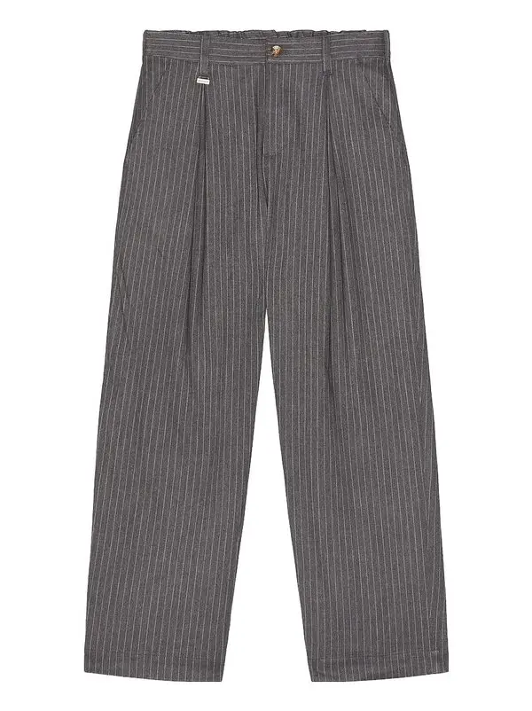 METALWOOD STUDIO Elastic Waist Baggy Pant - Grey Pinstripe