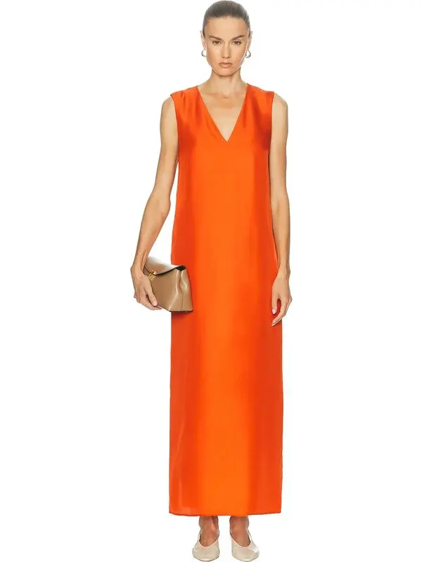 RÓHE V-neck Silk Maxi Dress - Burnt Orange