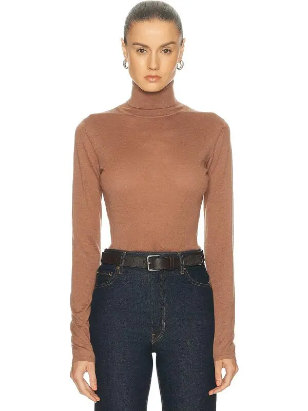 Renggli Cashmere Silk Fitted Turtleneck Sweater - Amber