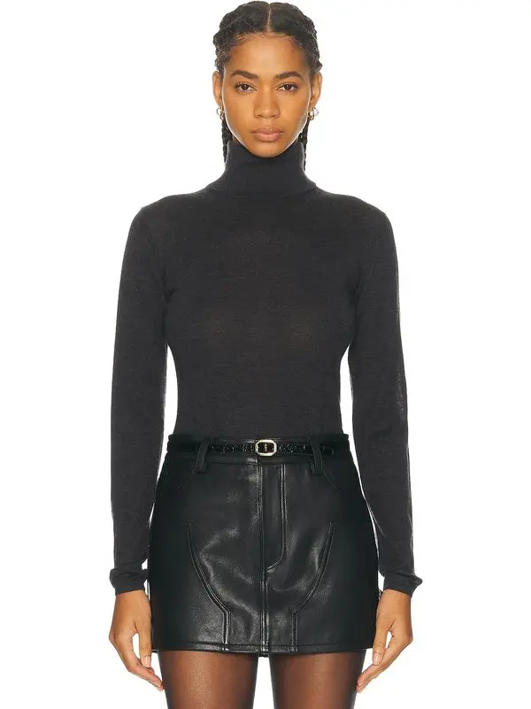 Renggli Cashmere Silk Fitted Turtleneck Sweater - Licorice