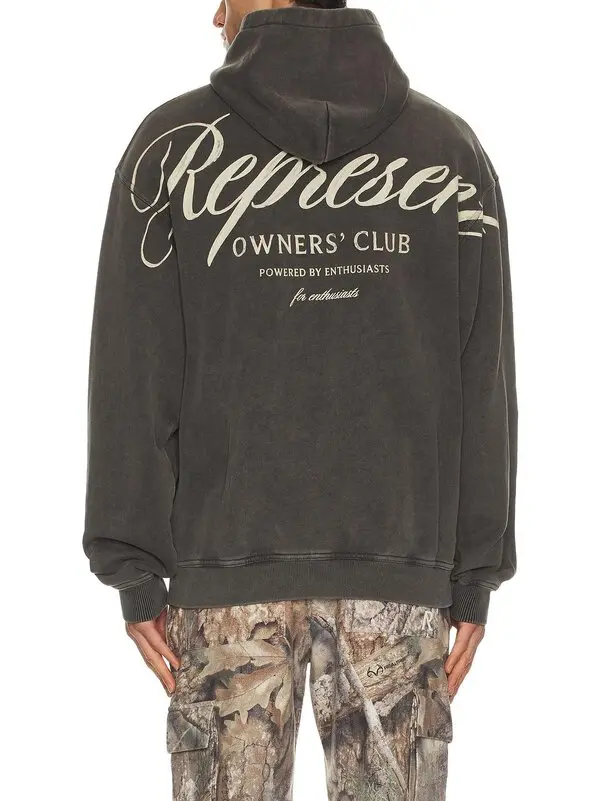 REPRESENT Owners Club Script Hoodie - Vintage Grey
