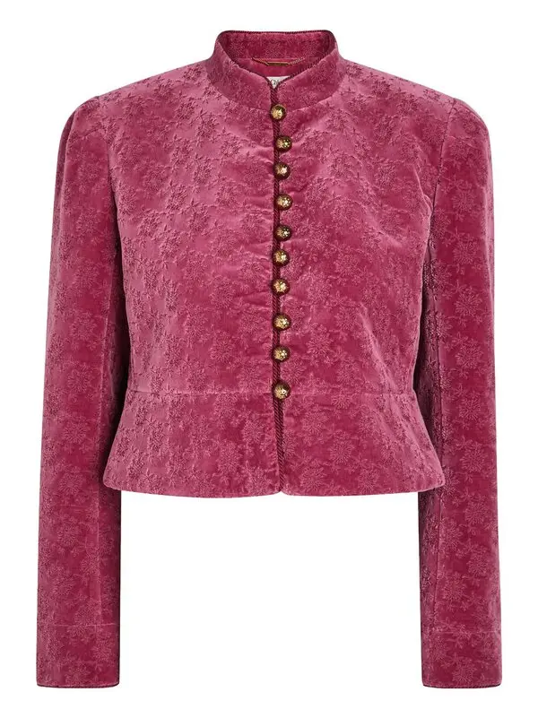 Chloé Embroidered Velvet Jacket - Dark Pink