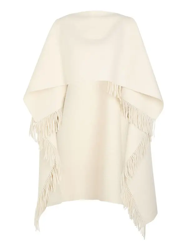 TOTEME Wool-blend Fringed Poncho - Off White