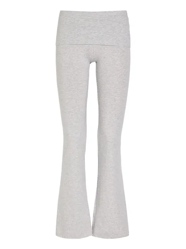 SKIMS Stretch-cotton Foldover Pants - Light Grey