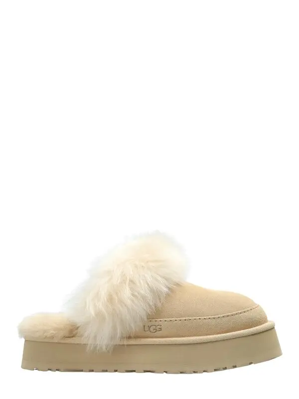UGG Platform Clogs With Sheepskin Lining - Beige