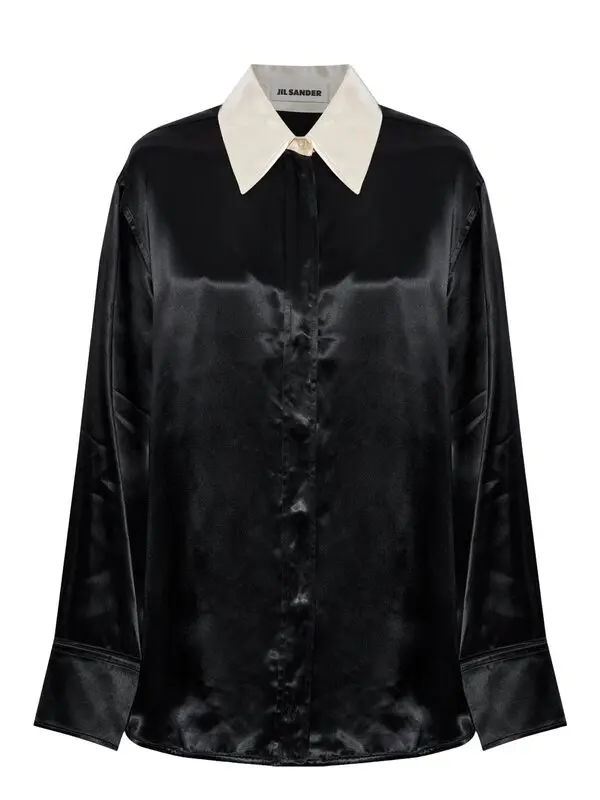 JIL SANDER Satin Shirt - Black