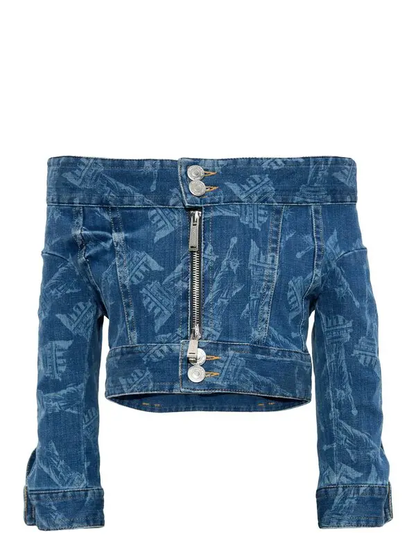 Dsquared2 X Vaquera Cropped Denim Jacket - Blue