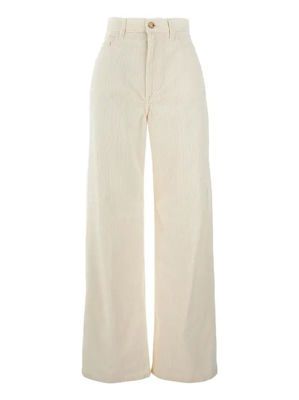 Polo Ralph Lauren Ribbed Wide-leg Trousers - White