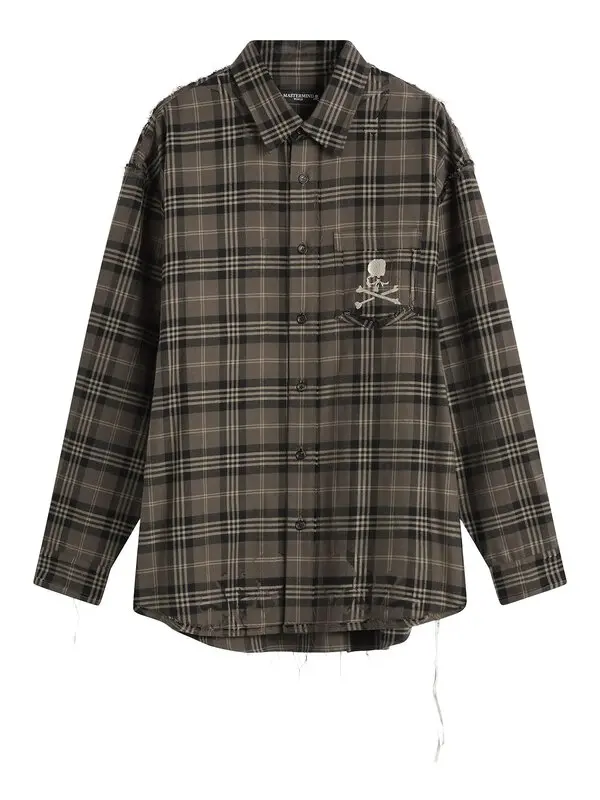 MASTERMIND WORLD Reversible Raw Edge Plaid Shirt - Gray Plaid