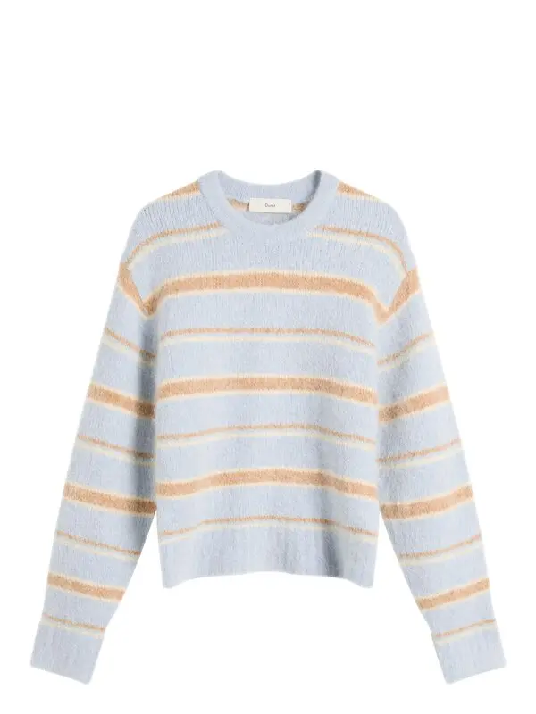 DUNST Fuzzy Knit Jumper - Soft Blue/brown