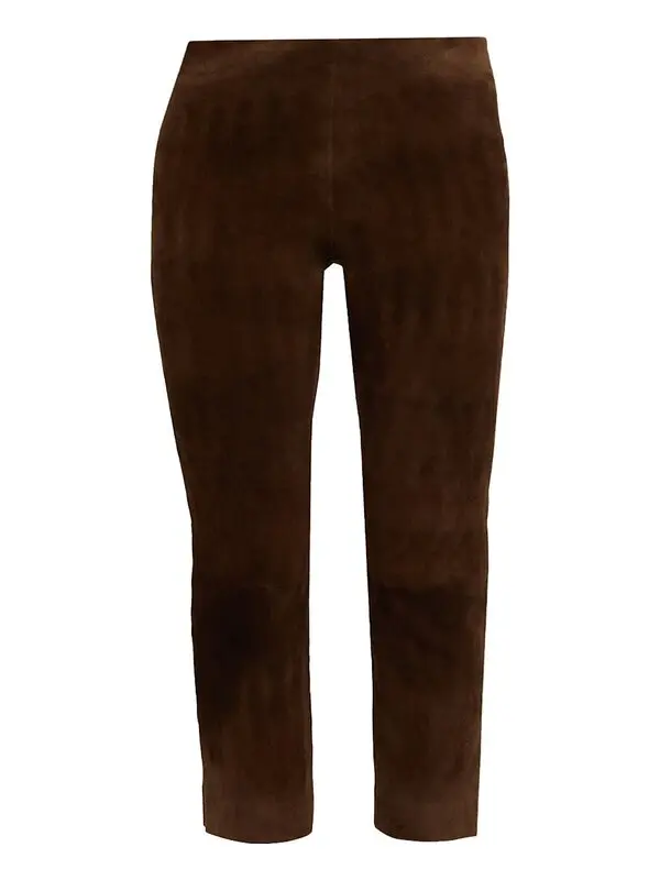 Vince Suede Split-hem Cropped Pant - Chocolate