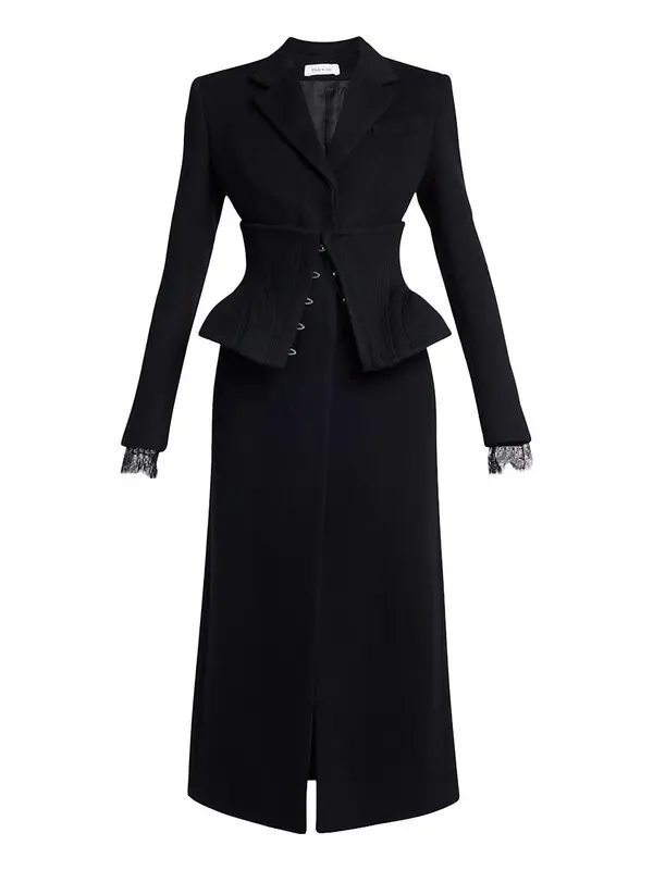 Alexander McQueen Long Corset Wool-cashmere Coat - Black