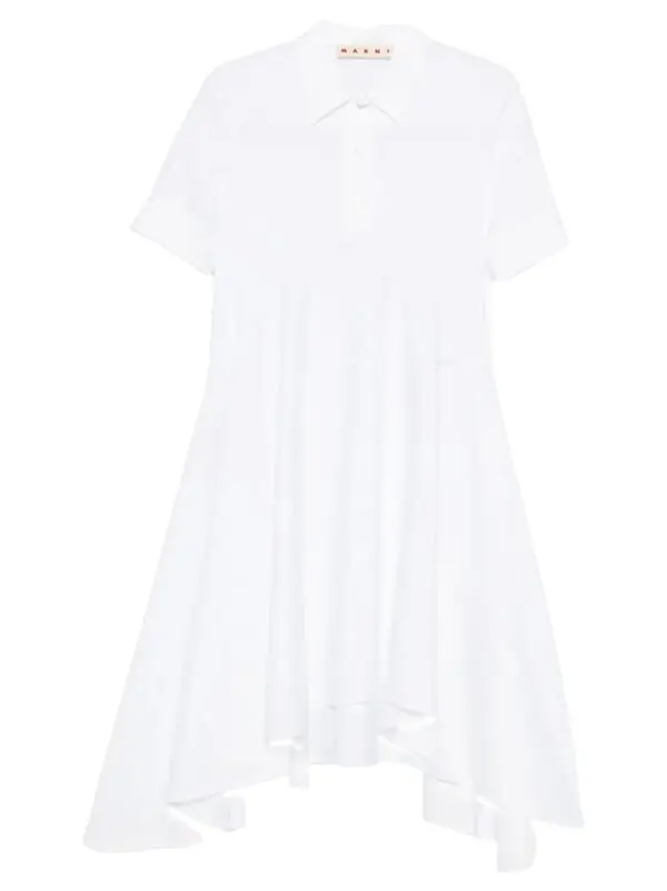 Marni Asymmetrical Cotton Dress - White